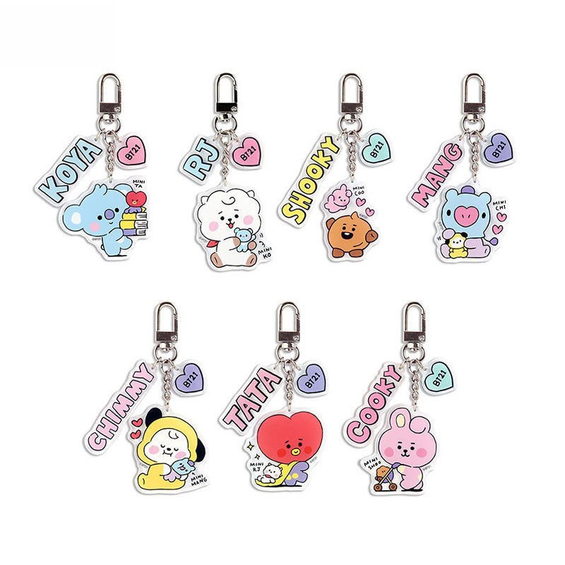 XiaoboACC BT21 Kpop Idol Keychain BTS Lovely Car Bag Doll Pendant Key ...