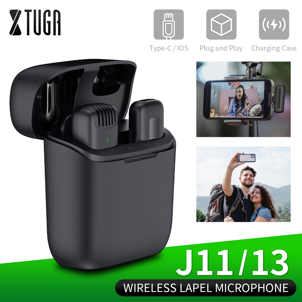 XTUGA J11/J13 Mini Wireless Lapel Microphone With Charging Case Professional Audio Video ...