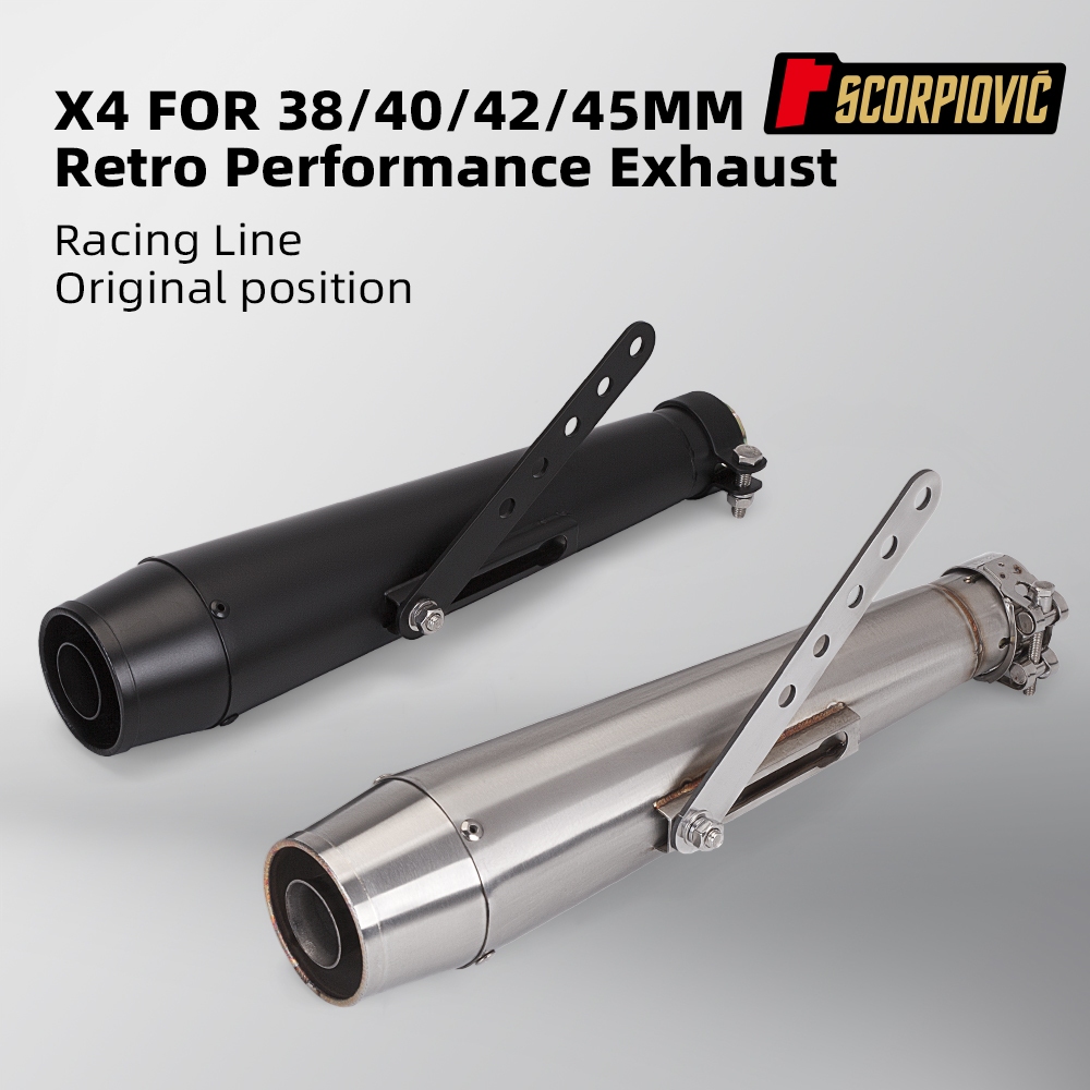 X4 FOR 38/40/42/45MM Retro performance Exhaust Racing Line Original ...