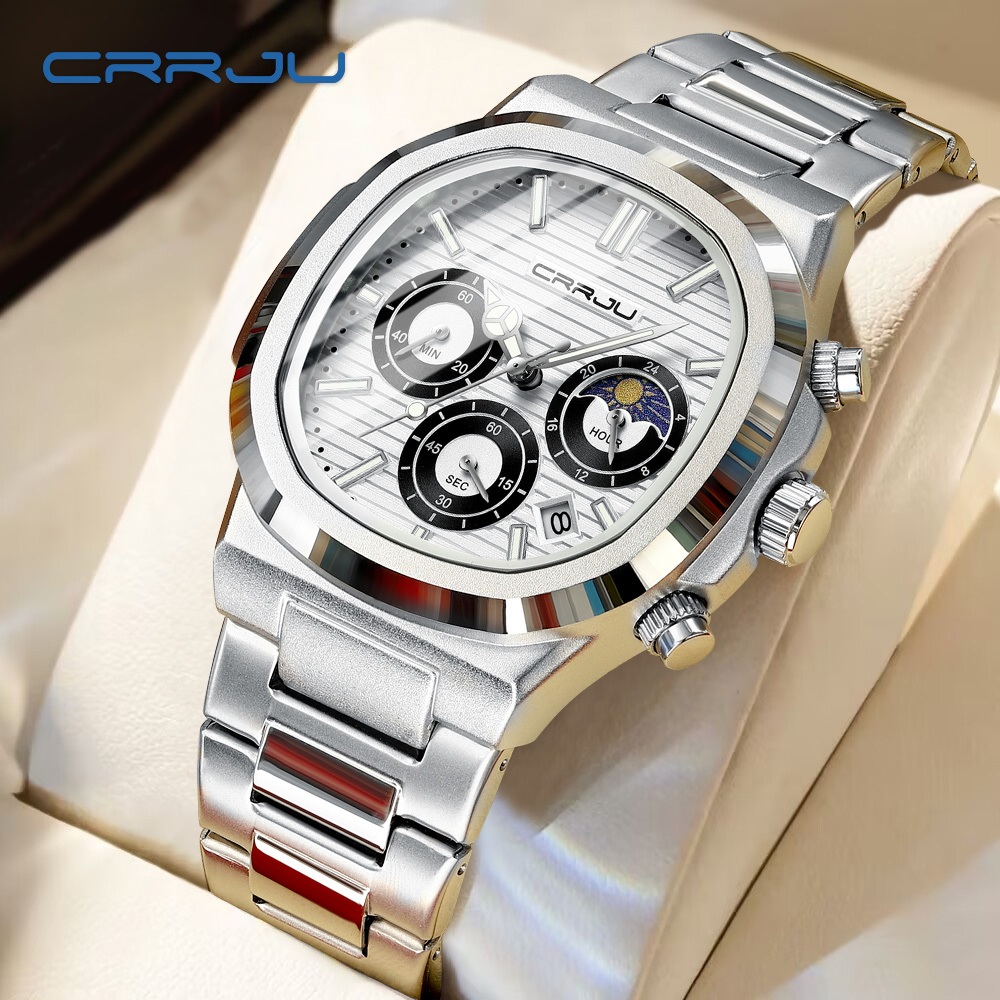 CRRJU brand men watch top luxury fashion high-end sports waterproof ...