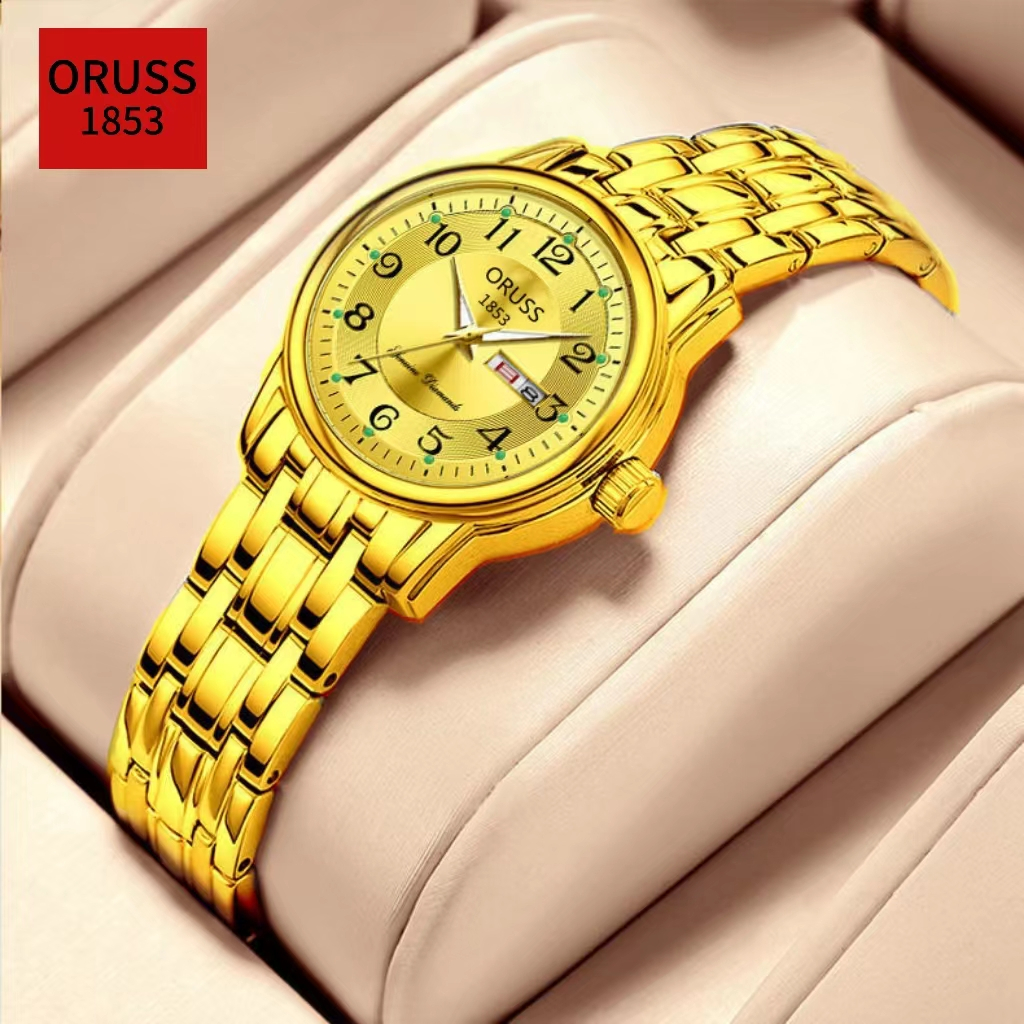 [Gift][With Box]ORUSS Original Luxury Dual Calendar Stainless Steel ...