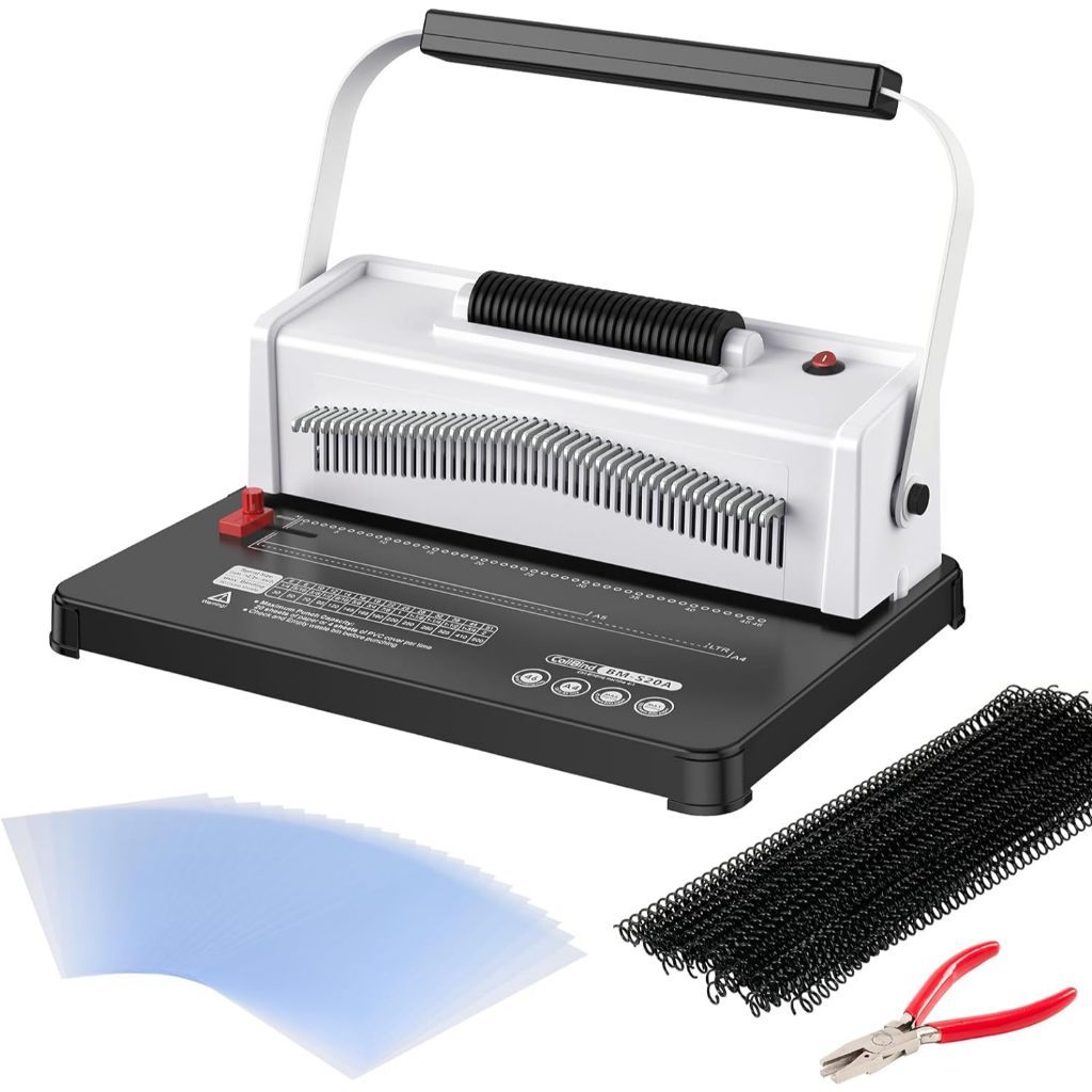 Seesii Binding Machine Coil Spiral Binder, Manual 20 Hole Puncher with ...