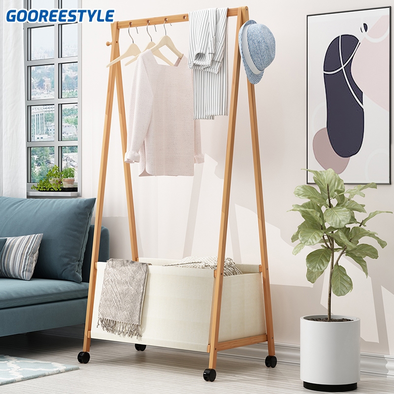 gooreestyle Wooden Coat Rack Stand Clothes Rack Clothes Storage ...
