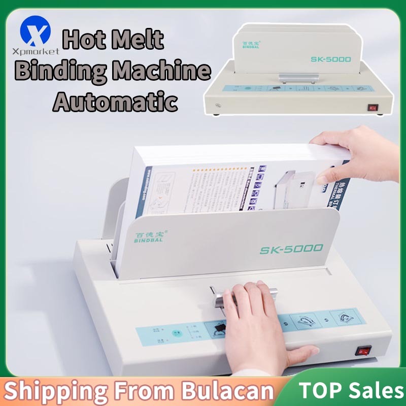 Xpmarket 220V 50mm Desktop Small Thermal Binder Hot Melt Binding Machine Automatic A4 Book Paper ...