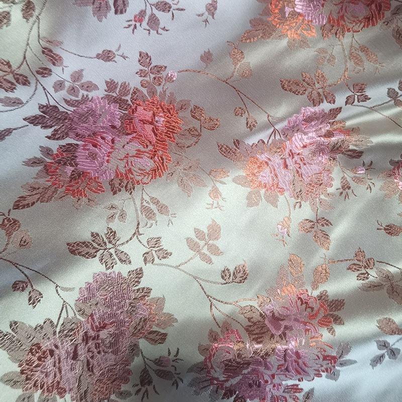 Pink floral Jacquard Brocade Fabric for dress clothes patchwork ...
