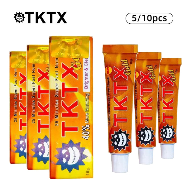 5/10PCS Original Gold TKTX 40% Numbing Cream More Numbing Piercing ...