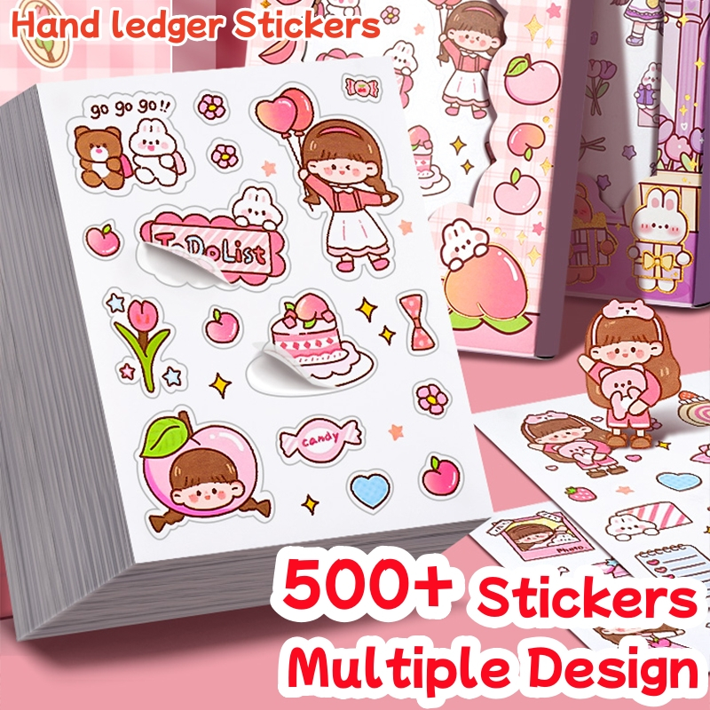500+ Stickers Multi Pattern Purple Pink Girl Style Stickers DIY Diary ...