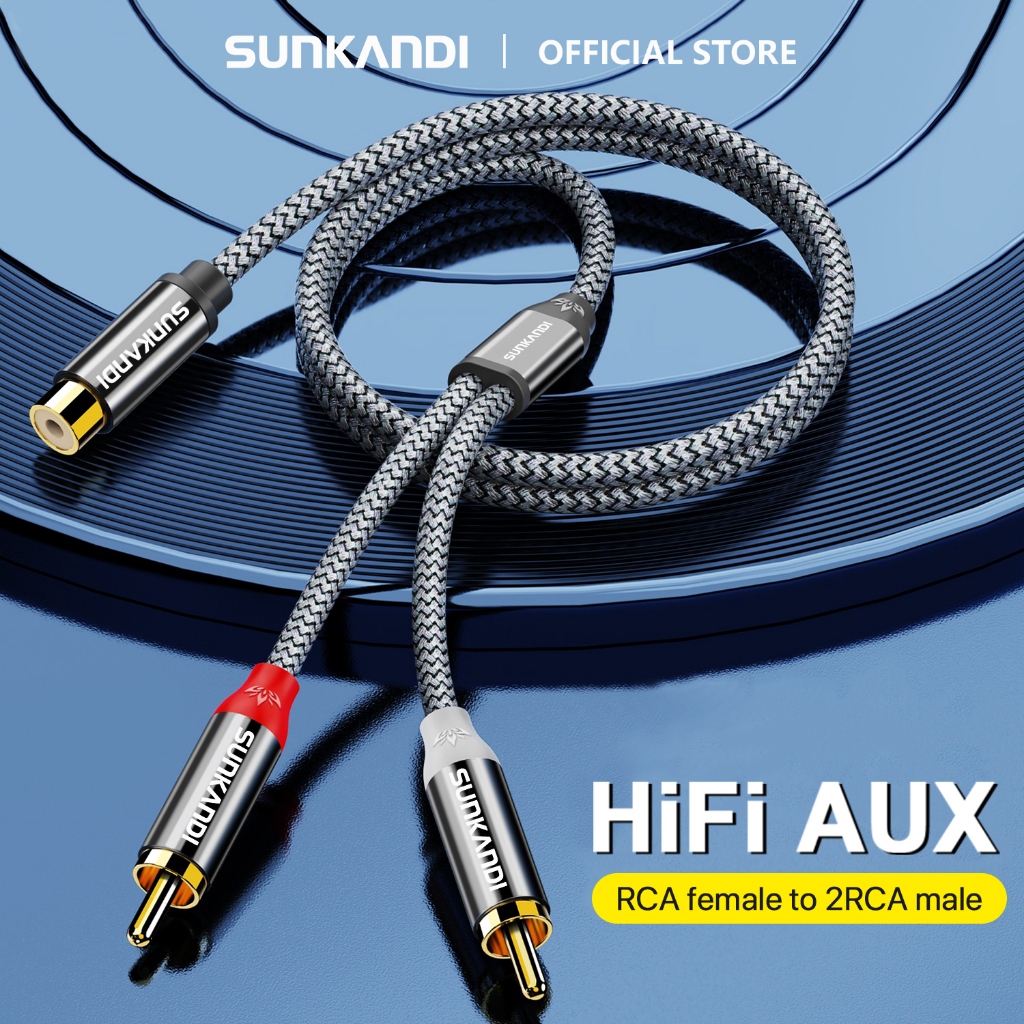 SUNKANDI Audio Cable RCA FemaleTo 2RCA Male for TV Box Home Theater ...