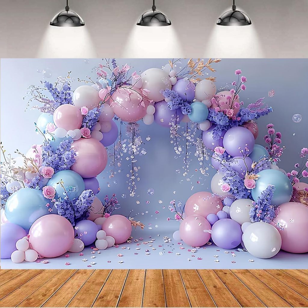 Purple Balloon Arch Kit Photography Background Balloon Flower Shaped ...