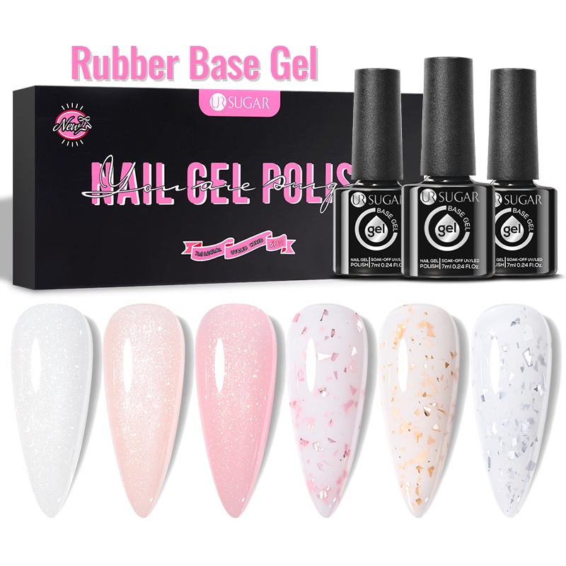 UR SUGAR Rubber Base Gel Nail Polish Set 6 Bottles Soak off Gel Polish ...