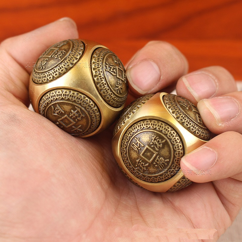 Six-faced Four blessing luck money Fidget Spinner EDC Copper Stress ...