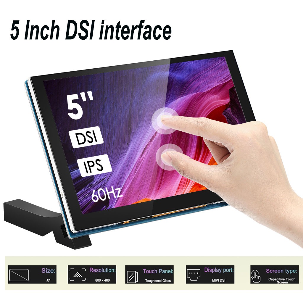 5 Inch Portable IPS Raspberry Pi Capacitive Touchscreen Monitor USB ...