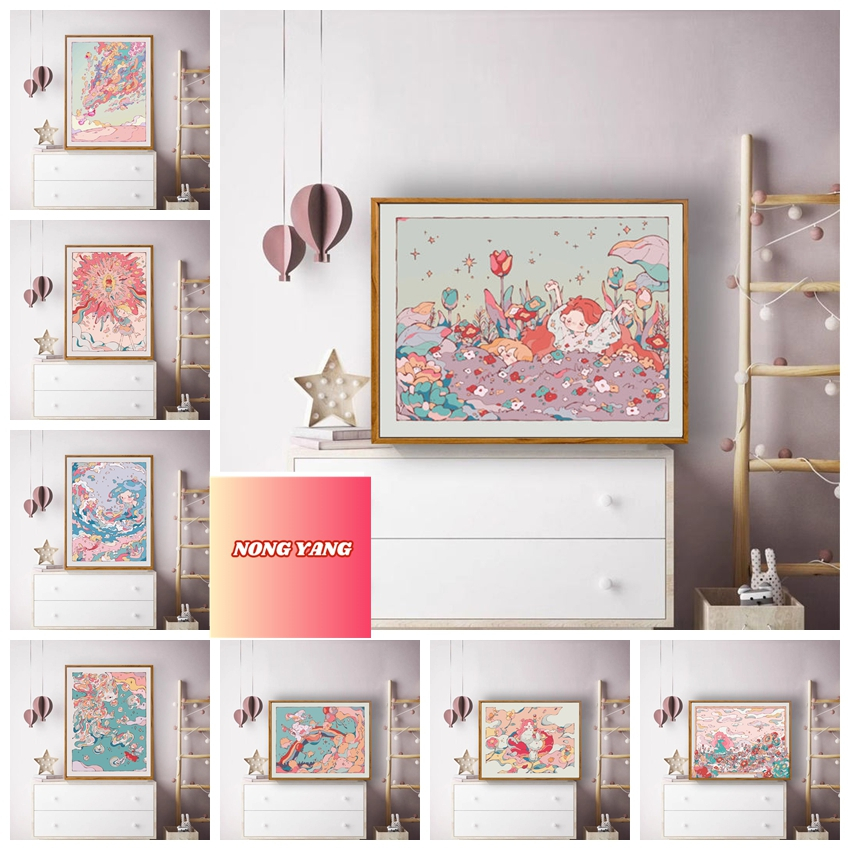 Dopamine Girl Digital Oil Painting diy Filling Hand-Painted Cartoon ...