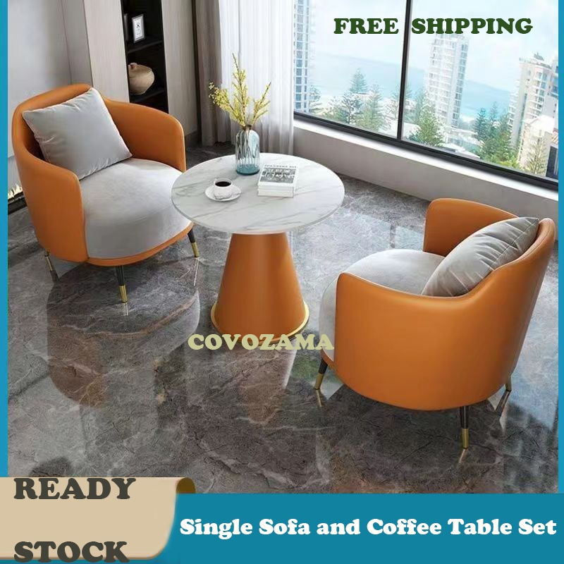 Luxury Single Sofa Chair Coffee Table Set for Beauty Salon Hotel ...