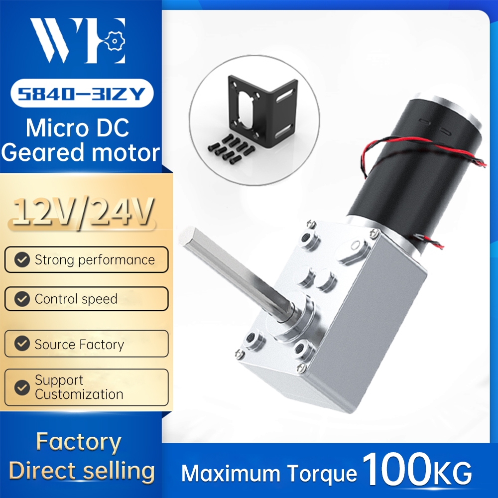 5840-31ZY-51 Brushed Motor 12V/24V Forward And Reverse Adjustable Speed 7RPM~470RPM Shaft Length ...