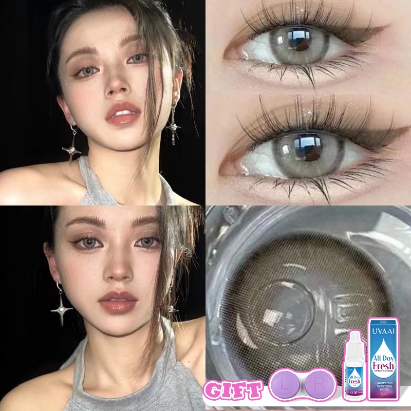 [Buy 1 Get 2 Gift] UYAAI 2pcs COLOR Contact Lens Aoki Grey Contact Lens ...