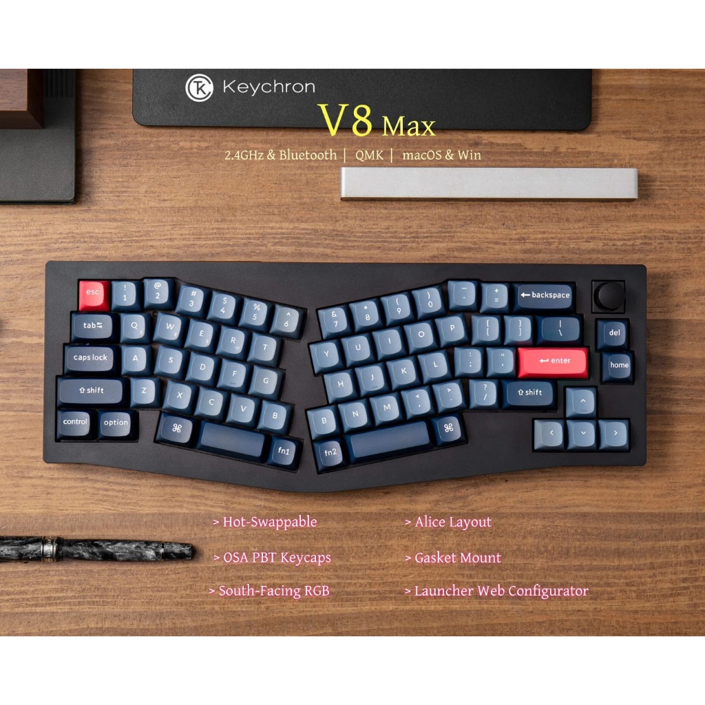 Keychron V8 Max (65% Alice layout) QMK/VIA 2.4 GHz wireless Custom ...