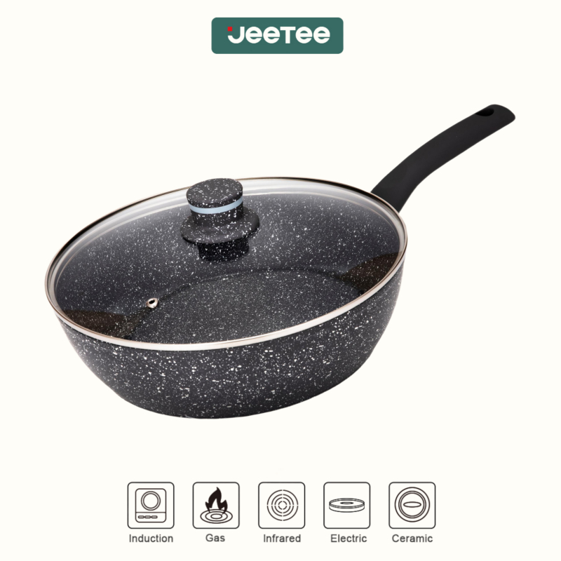 JEETEE 28cm Non Stick Wok Pan High-Quality Cooking Pot Deep Frying Pan ...
