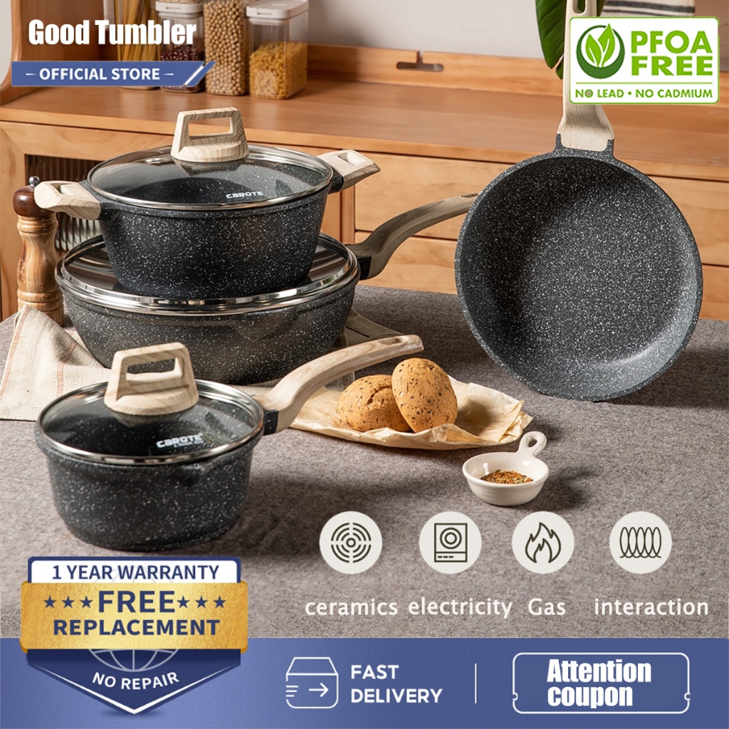 Carote Nonstick Pan Kitchen Cookware Set 4 Pieces Wok One Piece Die ...