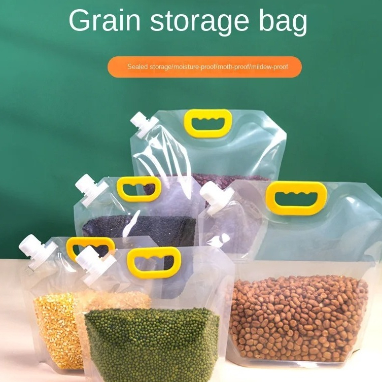 20 kg Grain Storage Bag Transparent Self-Standing Spout Bag Portable ...