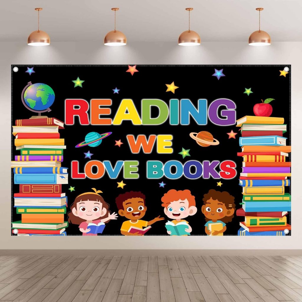 World Book Day Reading Backdrop Classroom Library Students Photography ...