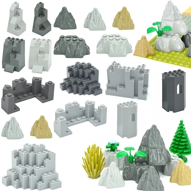 Moc Rockery Rock City Wall Building Small Particle Assembling Building ...