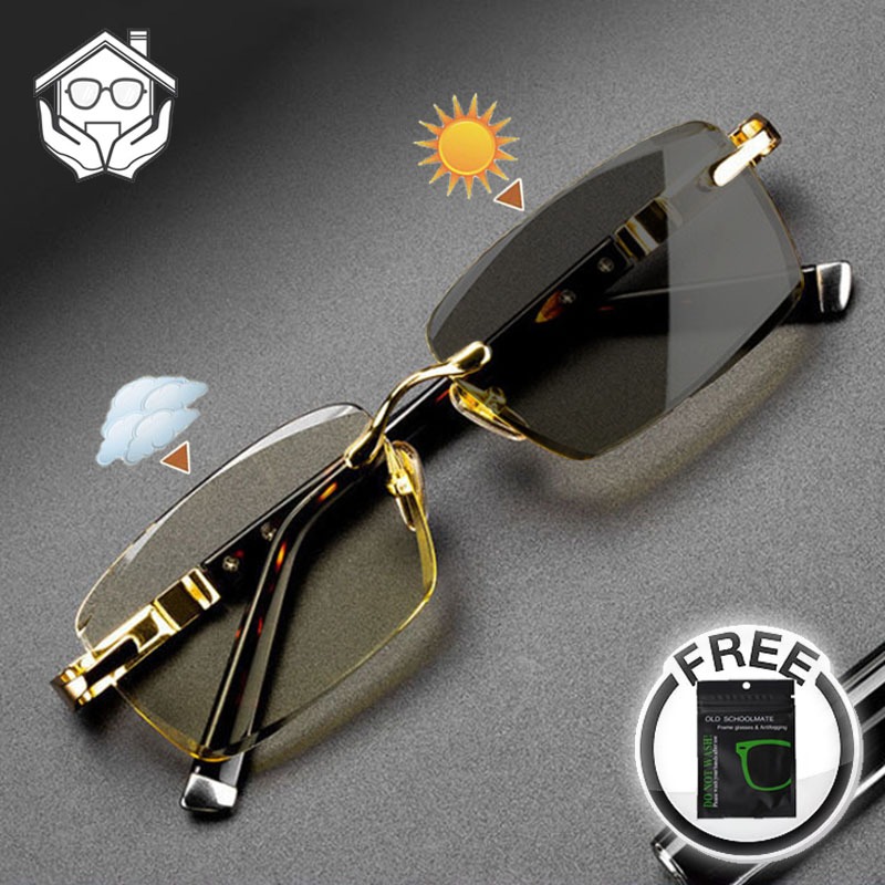 Photochromic Anti Radiation Frameless Glasses For Men Women Rimless ...