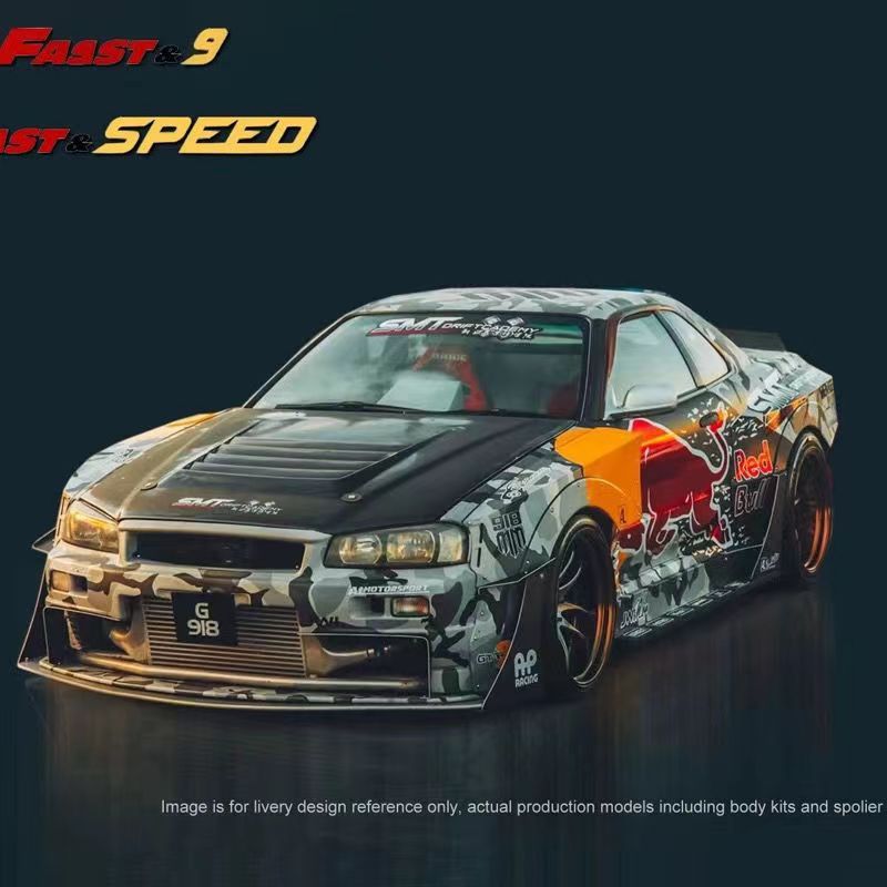 Fast Speed FS 1: 64 Skyline GTR R34 High Tail FNF Fast Pink Alloy Car ...