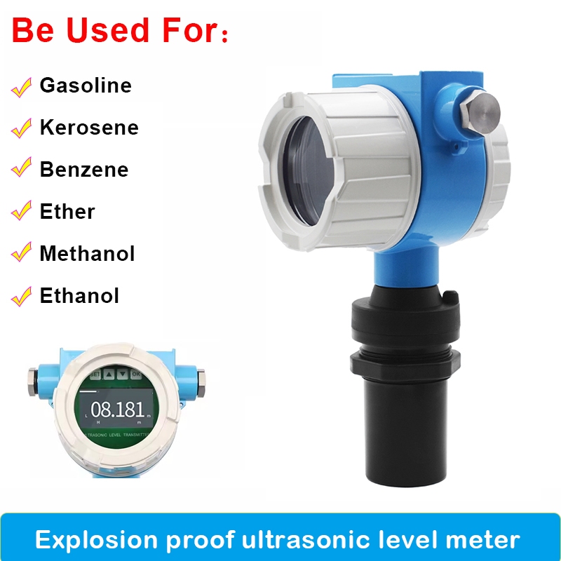 10m Integrated ultrasonic level meter gasoline liquid level explosion ...