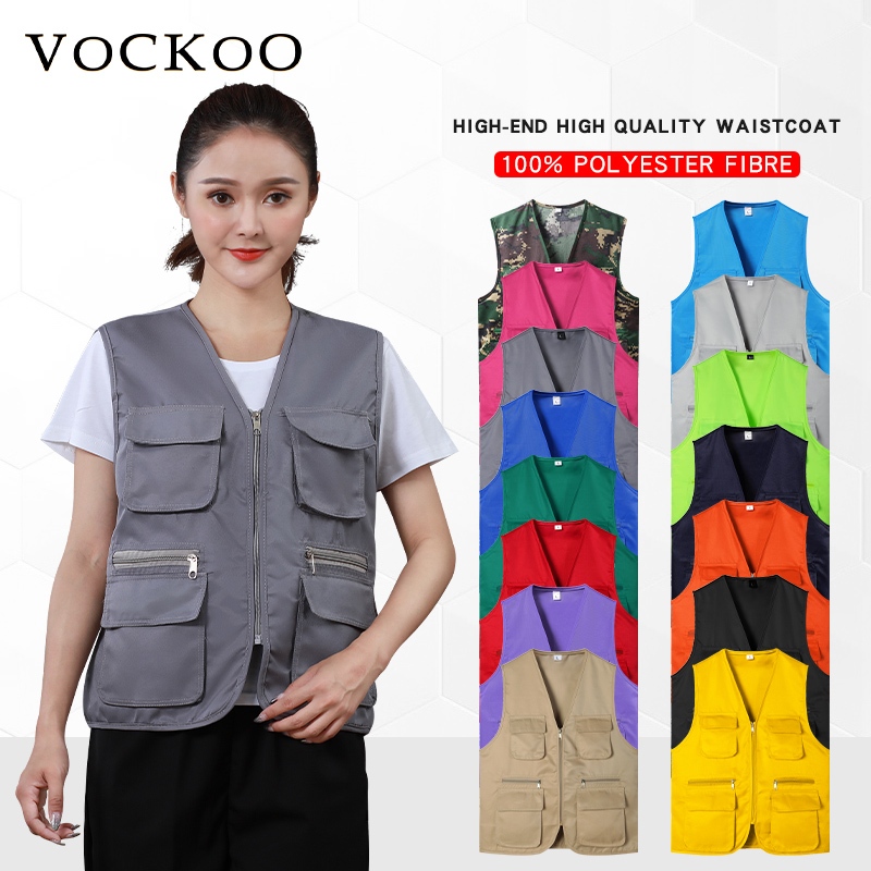 Men Women Sleeveless Multi-Pocket Jacket Customized logo Personalized ...