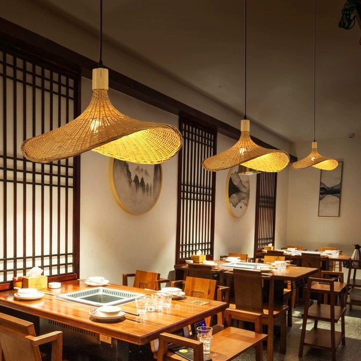 Japanese Vintage Bamboo Lantern Pendant Light Restaurant Retro Hanging ...