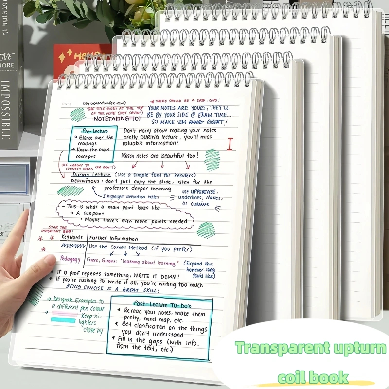 Transparent Cover Spring Notebook Steno Notebook Flip Up Notebook ...