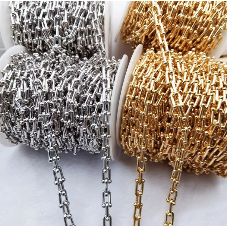 18K Gold-Plated Stainless Steel U Link Chain/U-Shaped Minimalist Chain ...