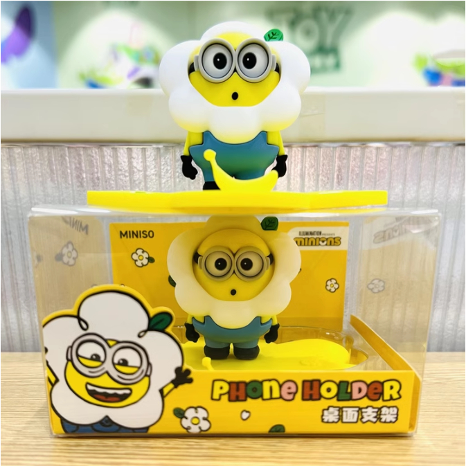 MINISO flower minions cute cute mobile phone stand desktop decoration ...