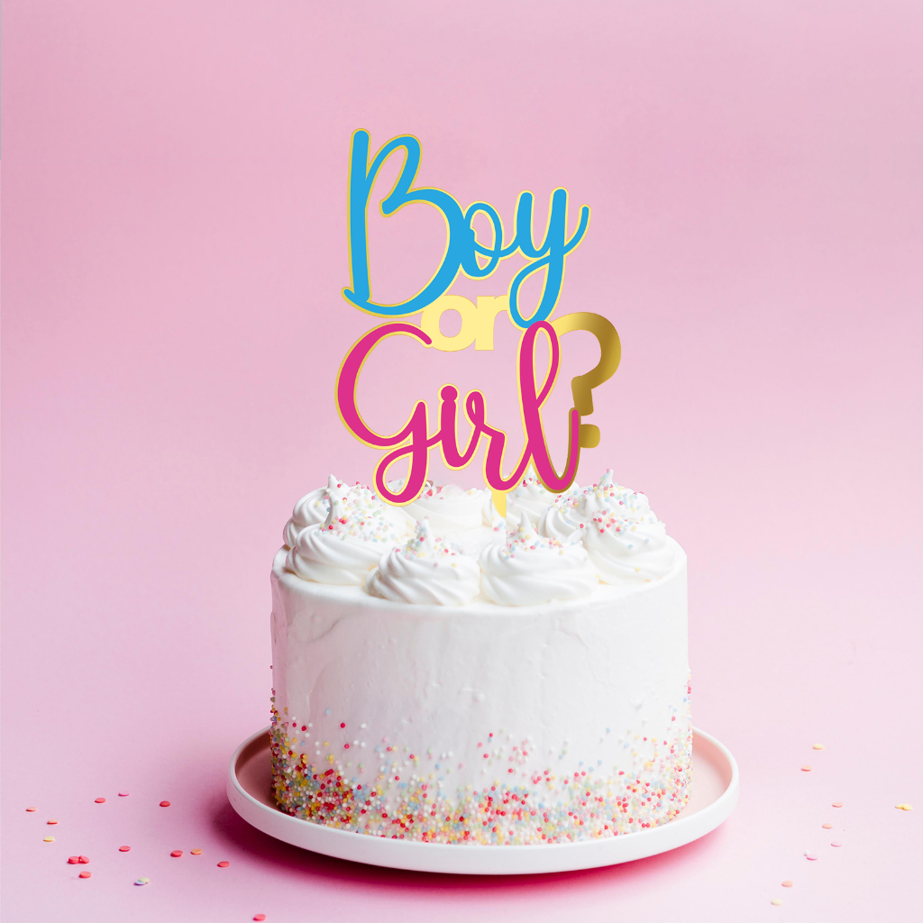 Boy or Girl / He or She Cake Topper Gender Reveal Party Cake Decoration ...