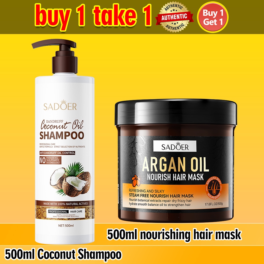 SADOER Coconut Oil Shampoo and Conditioner anti dandruff shampoo hair treatment and Argan Oil ...
