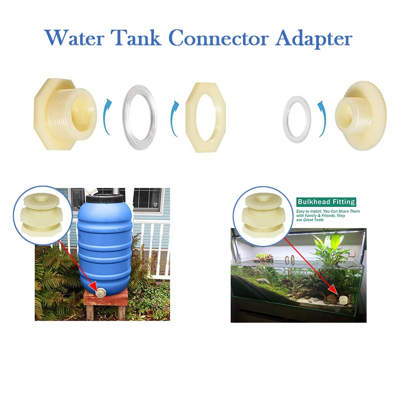 1/2" 3/4" 1" Fish tank connector adapter with Plugs Thru-Bulk pipe ...