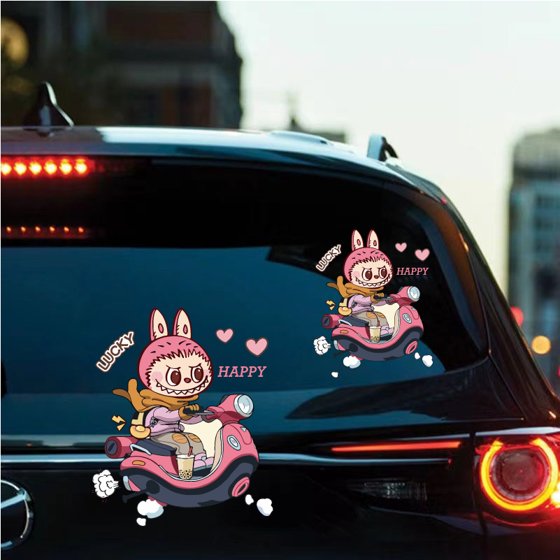 Cute LABUBU Sticker Motorcycle Decoration Sticker Waterproof Cartoon ...
