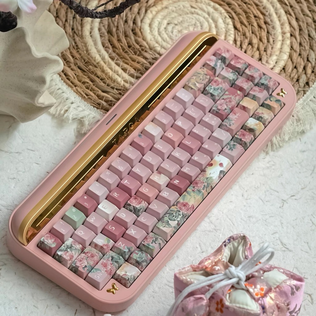 142 Keys Rose Flower Series Keycaps Cherry Profile PBT Dye Sublimation ...