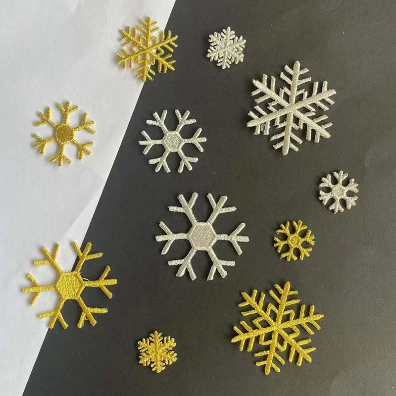 Snowflake Fabric Applique Clothes Patches Gold,Silver Flower Embroidery ...