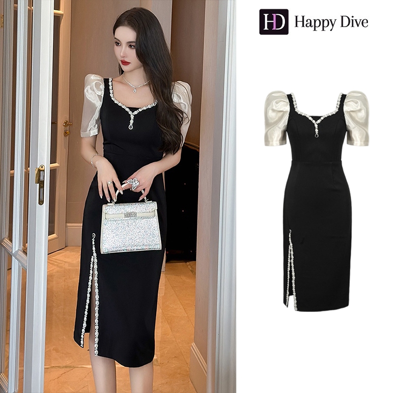 Happy Diva Women's Casual Black Puff Short Sleeves One-step Dresses ...