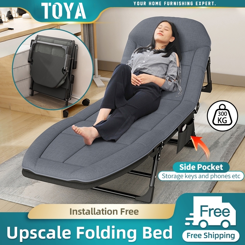 【Carry 300kg】Folding Bed With Foam Single Bed Portable with mat and ...