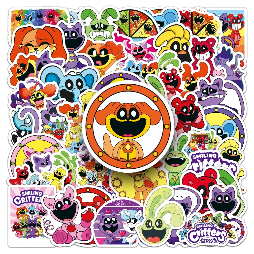 Hot Game Poppy Playtime 50Piece Funny Smiling Critters Stickers DIY For ...