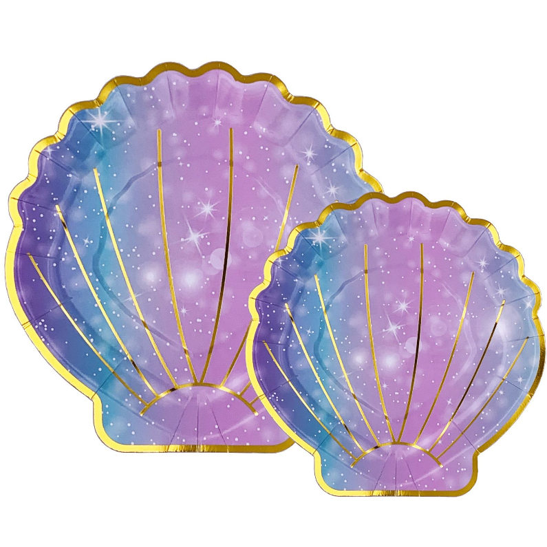 Mermaid Plates Seashell Paper Plates Sea Iridescent Mermaid Party ...