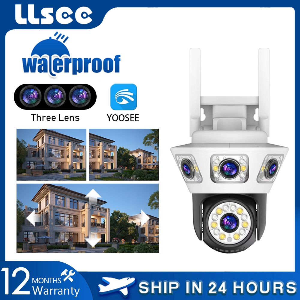 LLSEE yoosee 4K 3 lens 3 screen 12MP WIFI wireless 360 CCTV outdoor waterproof motion tracking ...