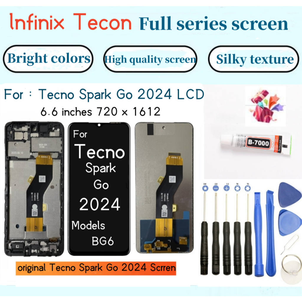 original Brand New Tecno Spark Go 2024 LCD Touch Display For 2024 BG6 Screen Digital Converter ...