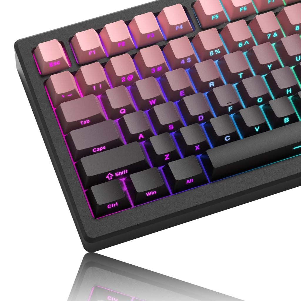 136 Key Ink Shadow Side Printed Cherry Profile PBT keycaps Double Shot Shine Through Backlit Key ...
