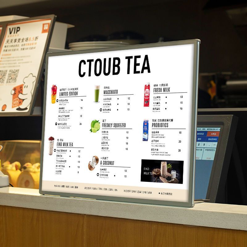 LED Menu Table Stand Order Board Display Light Table Price List Milk ...