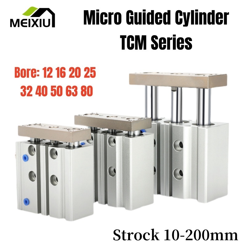 Micro Guided Cylinder TCM Series 12/16/20/25/32/40/50/63/80mm Bore ...