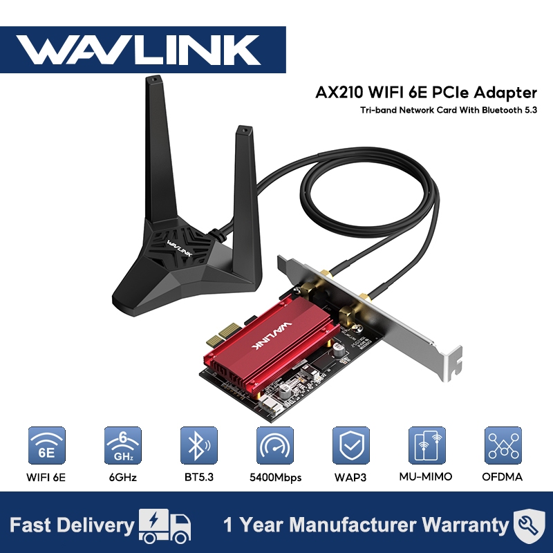 Wavlink Intel AX210 WiFi 6E PCIe Network Card with Bluetooth 5.3 MU-MIMO Wireless Wifi Card ...
